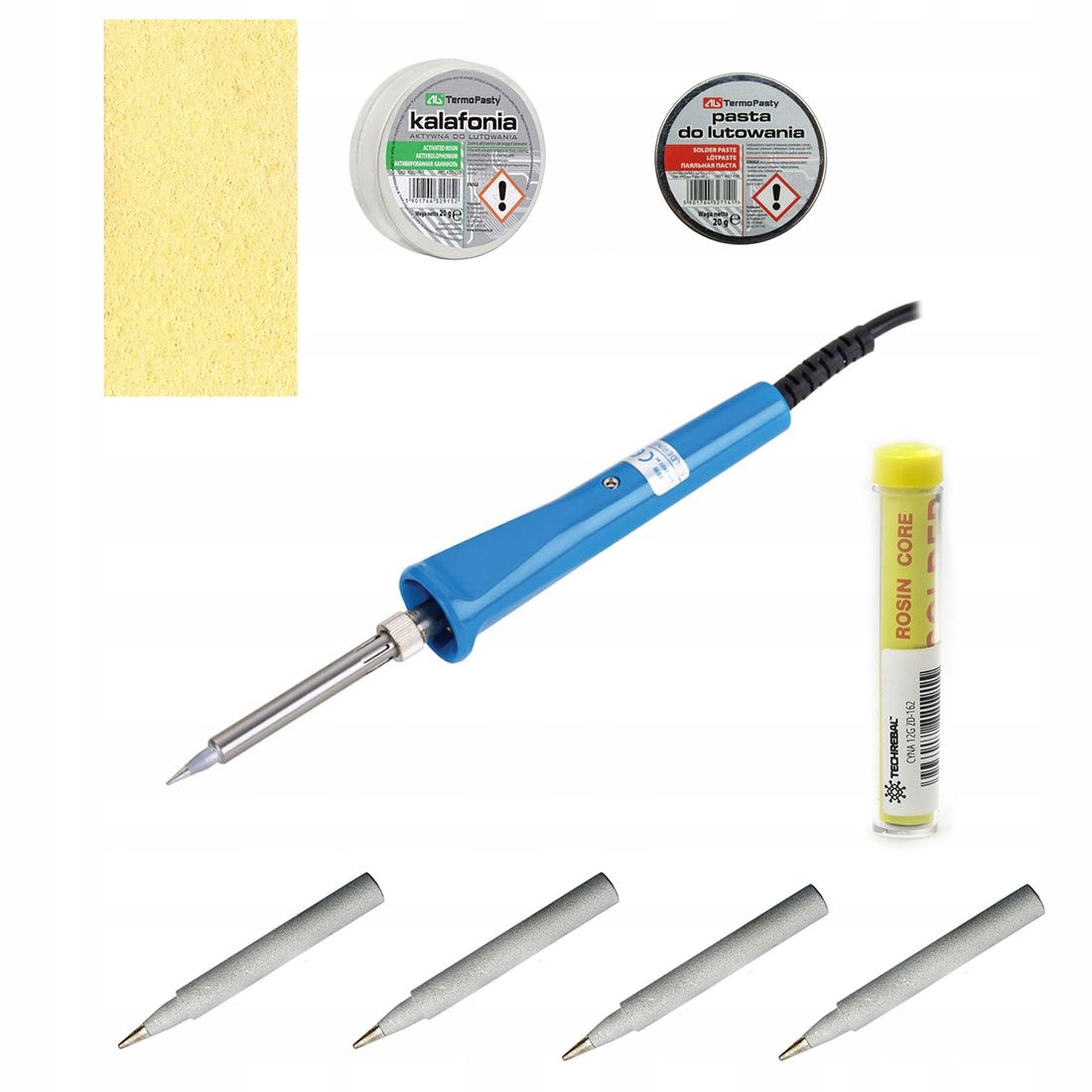 Lutownica kolbowa ZD-707N + Groty N1 + Gąbka + Kalafonia + Pasta + Cyna ...