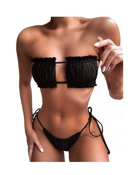 Strój kąpielowy dwuczęściowy bandeau marszczony - ERLI.pl Strój kąpielowy dwuczęściowy bandeau marszczony - ERLI.pl