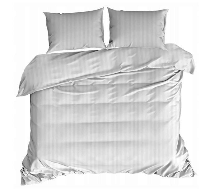 Pościel hotelowa biała w pasy 200x220 Adamaszek - ERLI.pl
