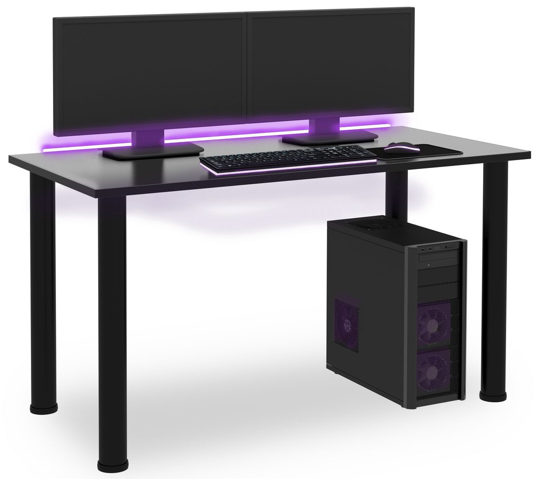 Biurko gamingowe dla graczy LED RGB duży blat stabilne czarne / AP ...