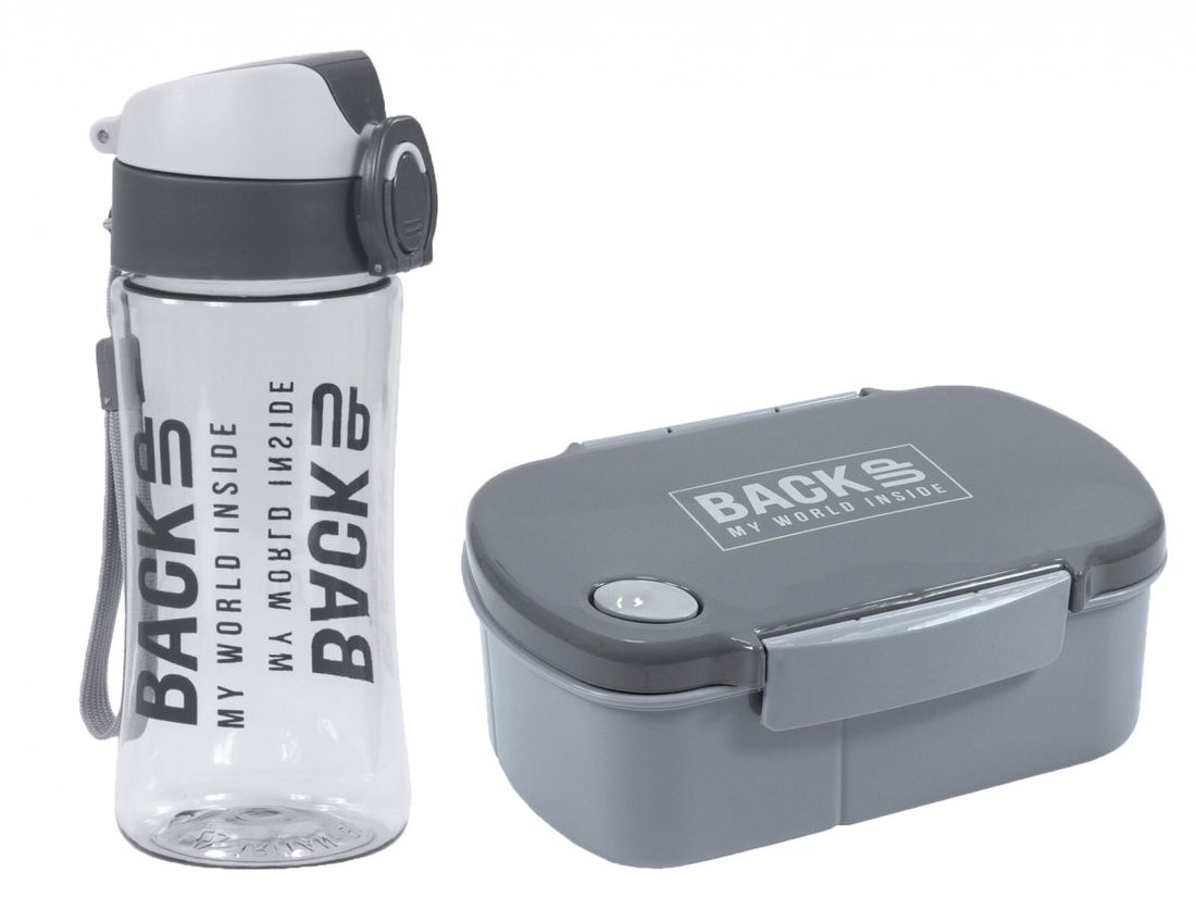 Zestaw bidon i śniadaniówka BackUP szary (BB4A+SB4B59) - ERLI.pl