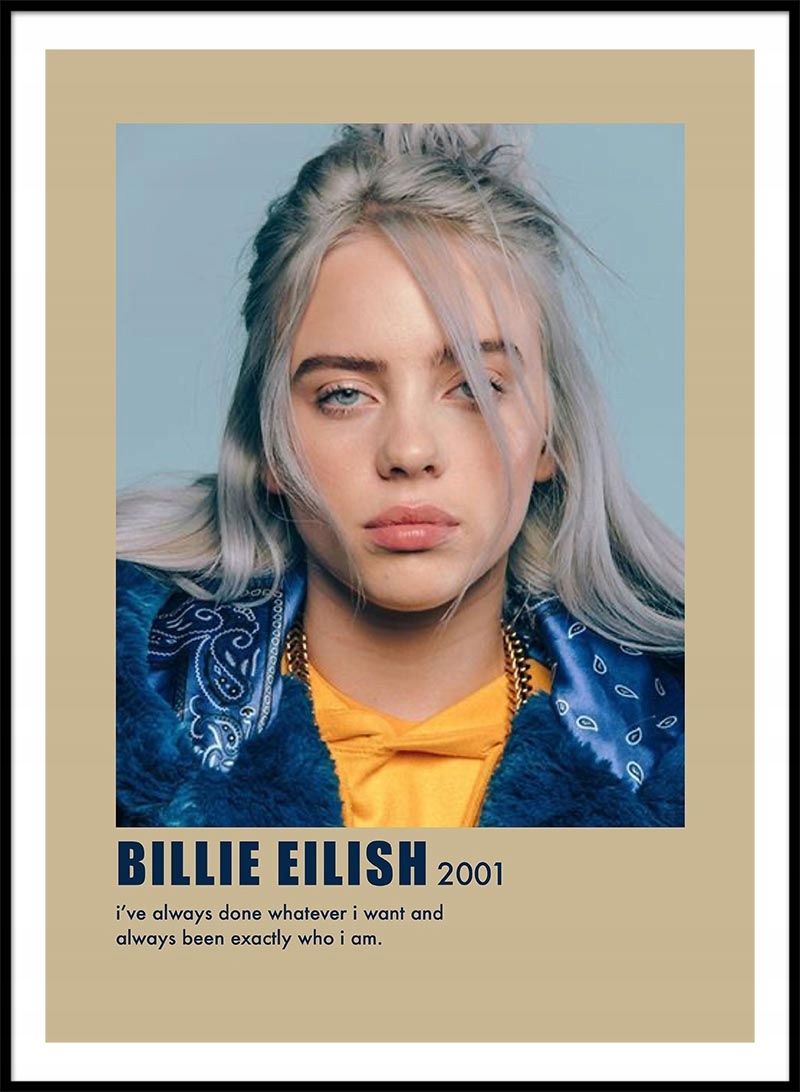 Plakat A3 grafika wzór BILLIE EILISH 03 - ERLI.pl