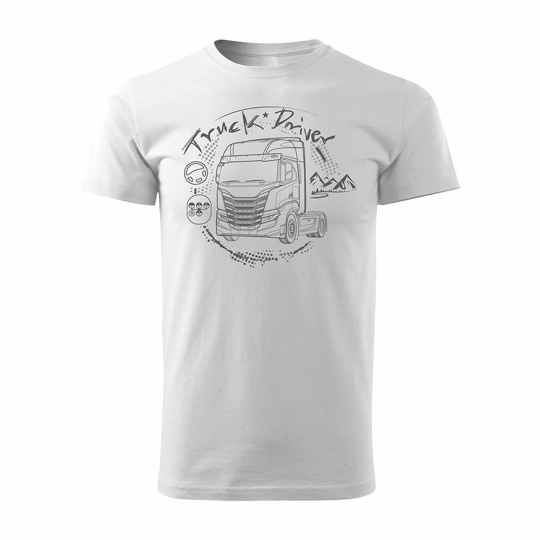 Koszulka z ciężarówką Iveco prezent dla kierowcy Tira TIR męska biała REGUL - ERLI.pl