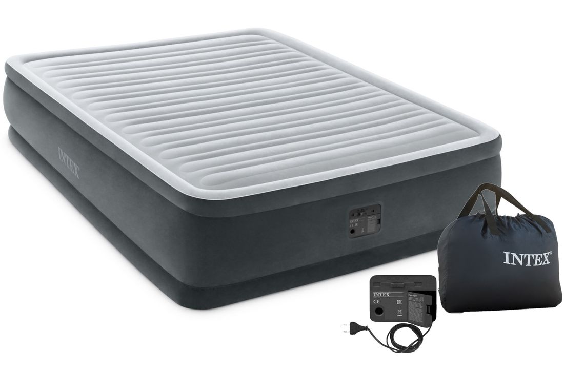 Materac dmuchany dwuosobowy z wbudowaną pompką elektryczna Intex 64414 ...
