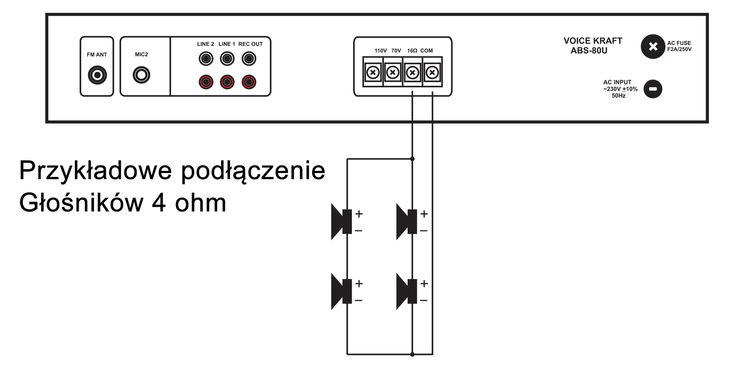 Wzmacniacz Strefowy Voice Kraft ABS-80U 80 W - ERLI.pl