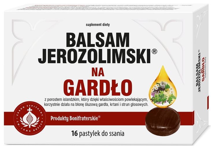 BALSAM JEROZOLIMSKI NA GARDŁO Pastylki do ssania 16 szt. Kaszel Chrypka ...