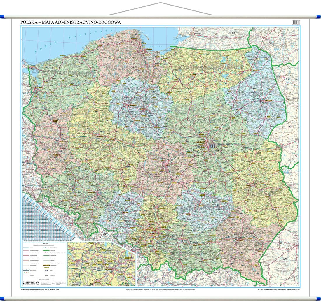 POLSKA 2021 MAPA DROGOWA Z TABLICAMI REJESTRACYJNY - ERLI.pl