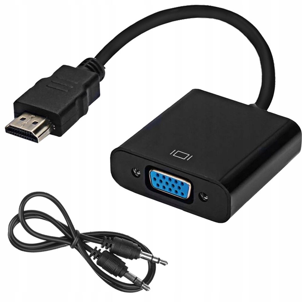 ADAPTER PRZEJŚCIÓWKA KONWERTER Z HDMI NA VGA AUDIO - ERLI.pl