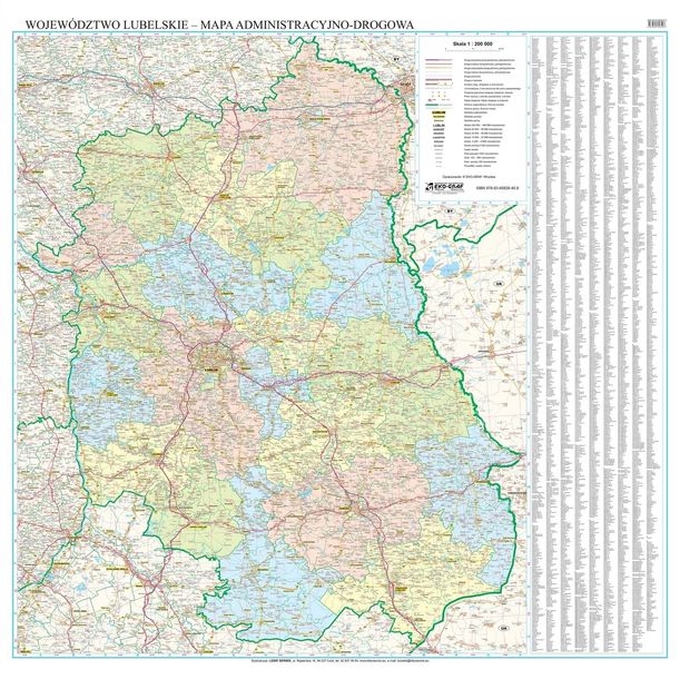 LUBELSKIE MAPA ŚCIENNA DROGOWA ARKUSZ LAM 2022 - ERLI.pl