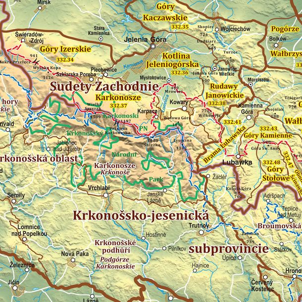 SUDETY MAPA ŚCIENNA 1:230 000 ARKUSZ LAM COMPASS - ERLI.pl