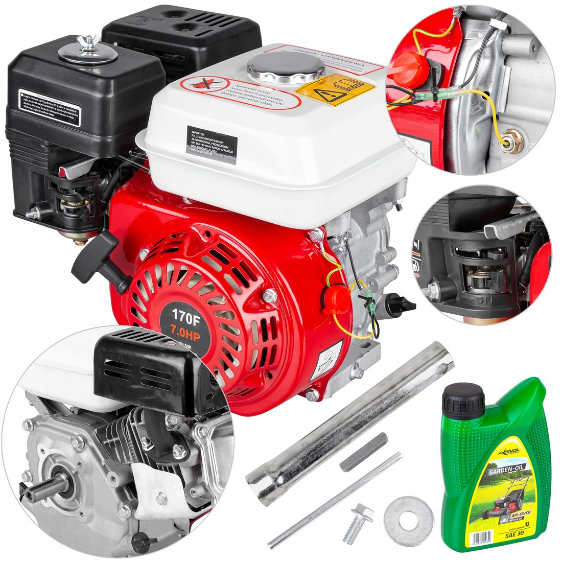 SILNIK SPALINOWY 7.0HP OHV 20MM UBIJARKA AGREGAT – 122342460 - ERLI.pl