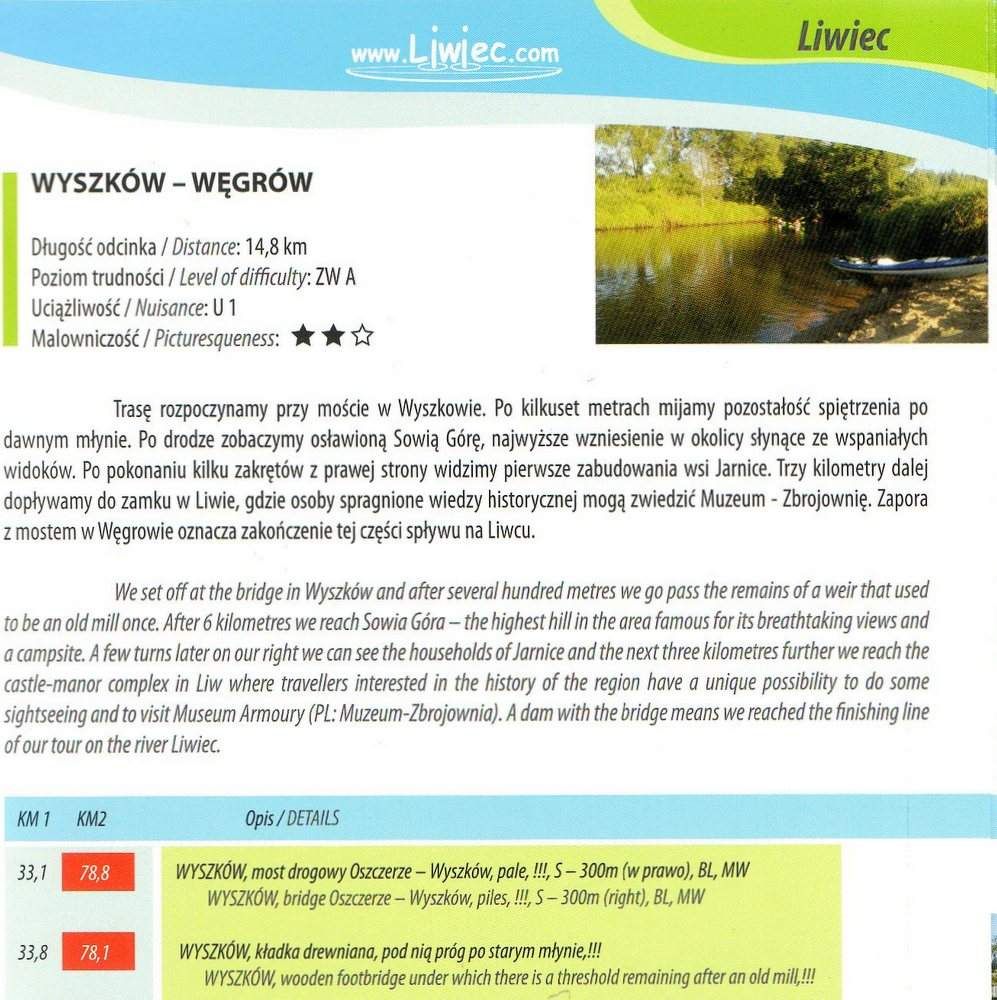 LIWIEC przewodnik kajakowy z mapą - ERLI.pl