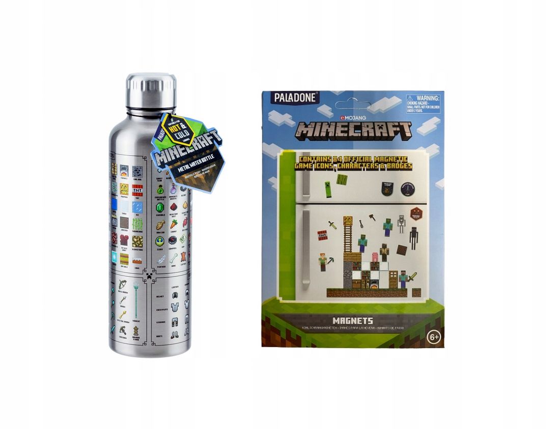 MINECRAFT ZESTAW BUTELKA BIDON NA WODE + MAGNESY - ERLI.pl