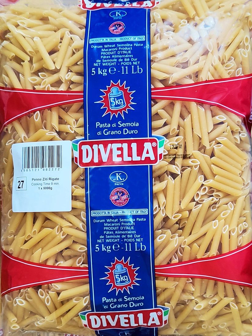 Makaron PENNE RIGATE 5kg Divella DUŻE OPAKOWANIE - ERLI.pl