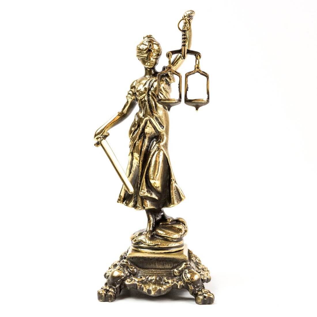 Statuetka TEMIDA na zdobionym cokole Mosiądz – 123373175 - ERLI.pl