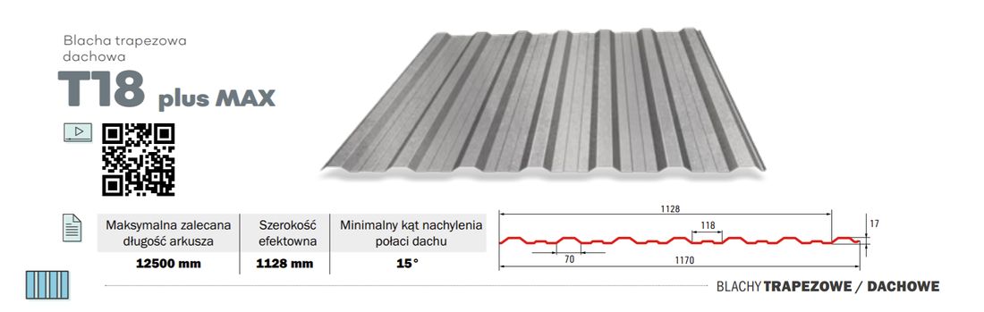 Blacha trapezowa dachowa T18 Plus MAX OCYNK Pokrycie dachowe - ERLI.pl