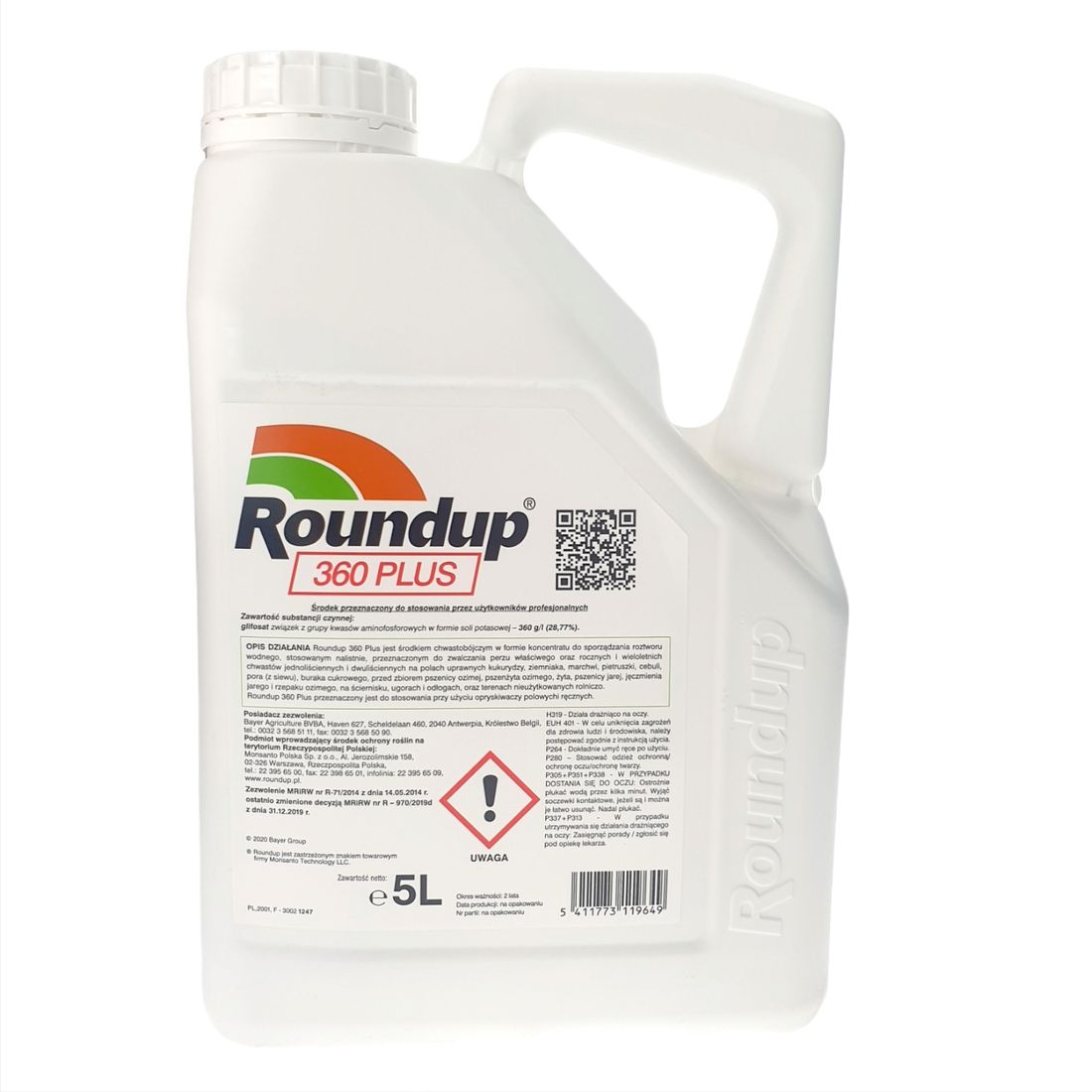 O/ Roundup 360SL Plus 5L środek chwastobójczy herbicyd - ERLI.pl