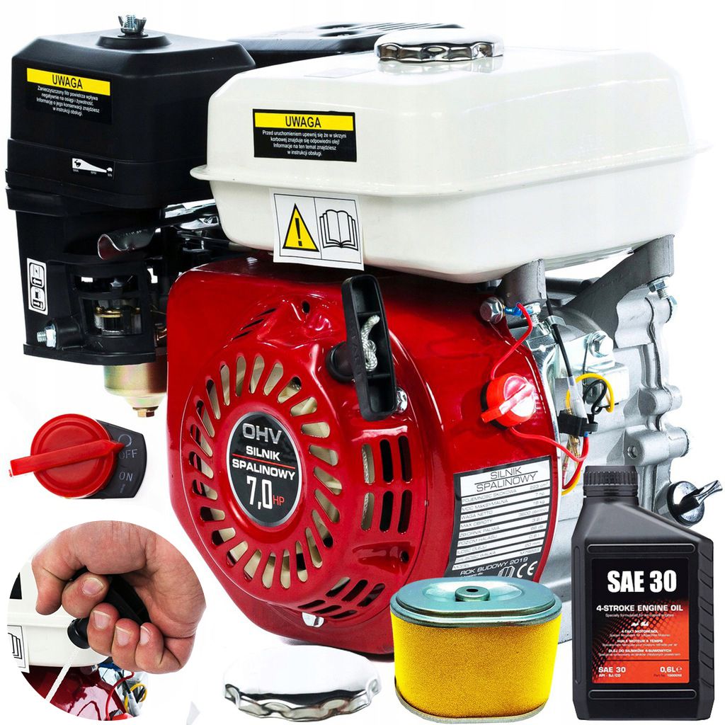 SILNIK SPALINOWY GX160 7KM OHV WAŁEK 19MM + OLEJ - ERLI.pl