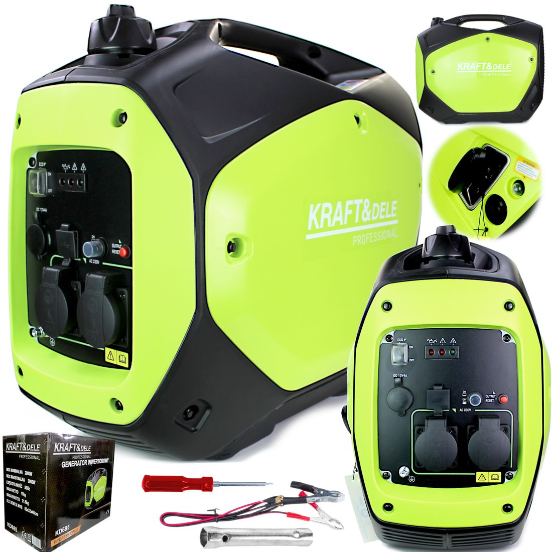 AGREGAT PRĄDOTWÓRCZY GENERATOR INWERTOROWY 3000W 12V 230V AVR 50Hz - ERLI.pl