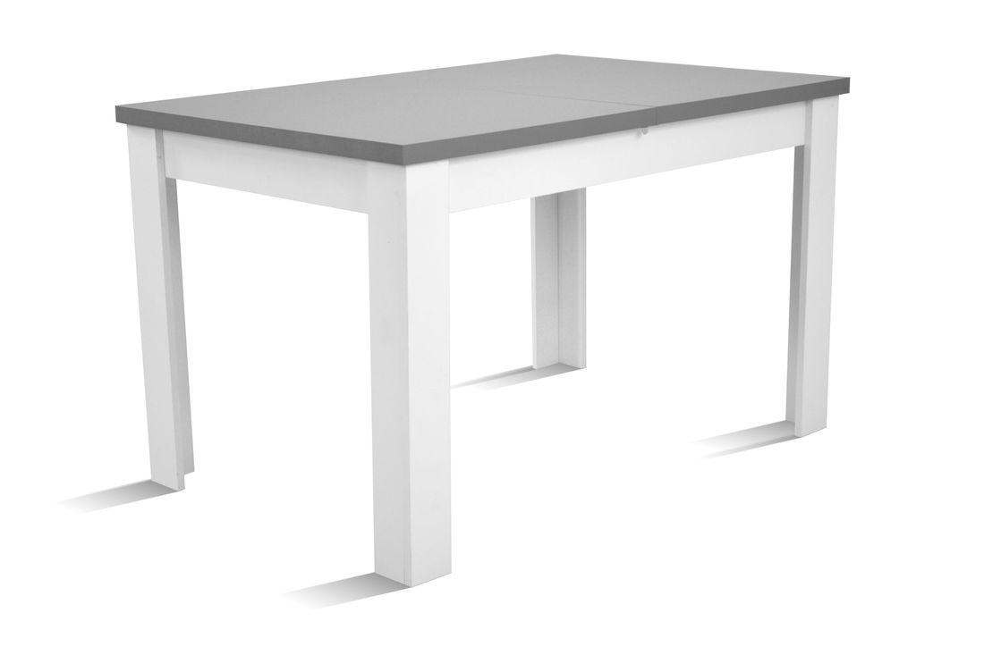 Rozkładany stół 80x120/160 LAMINAT biały blat szary - ERLI.pl