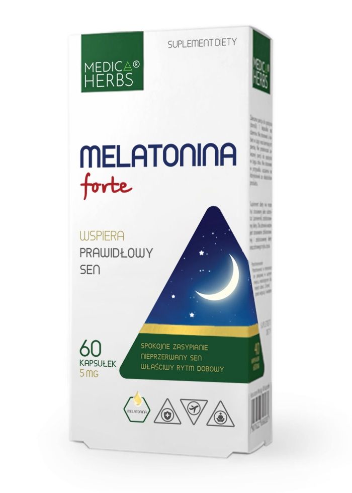 Melatonina forte 5 mg 60 kapsułek Medica Herbs - ERLI.pl