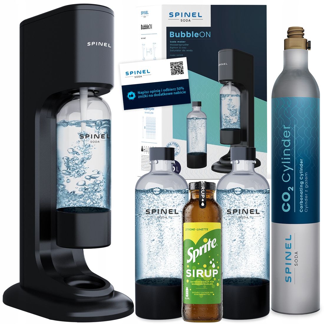 SATURATOR WODY SPINEL SODA BubbleON + SYROP SPRITE - ERLI.pl