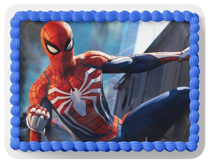 OPŁATEK NA TORT SPIDERMAN PROSTOKĄTNY + NAPIS - ERLI.pl