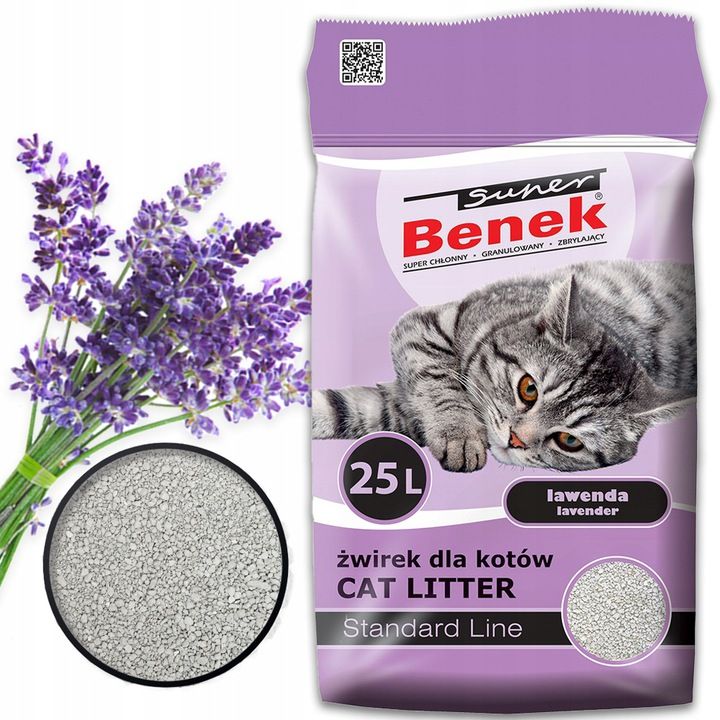Benek Standard Żwirek dla kota Lawendowy 25L - ERLI.pl