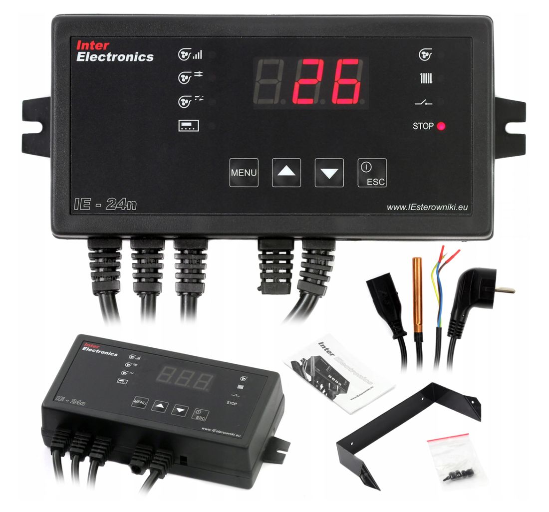 Sterownik IE-24 regulator pieca kotła - OBSŁUGA Pompa + Nadmuch ...