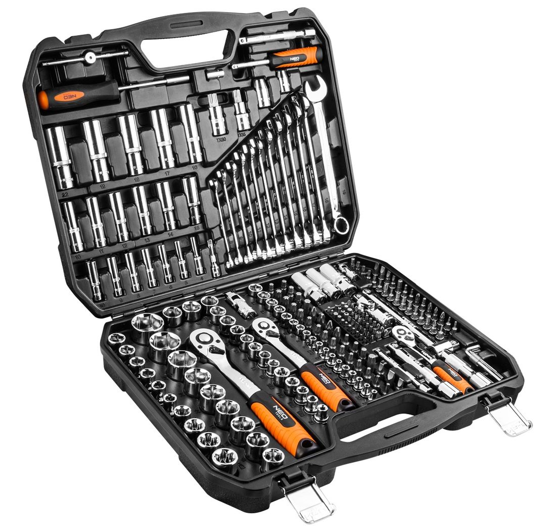 NEO Zestaw kluczy nasadowych 1/2'', 3/8'', 1/4'' 219 Szt. - ERLI.pl