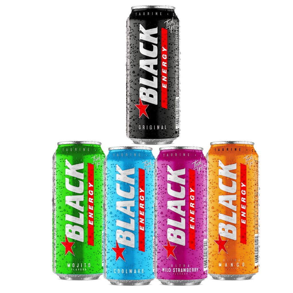 Black Energy Napój energetyzujący Mix 5 Smaków 500ml x 5 sztuk - ERLI.pl