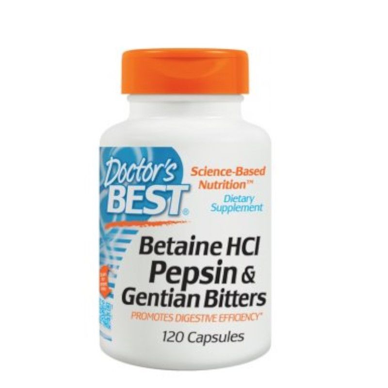 Doctor's Best Betaine HCL Pepsin & Gentian Bitters 120kaps - ERLI.pl
