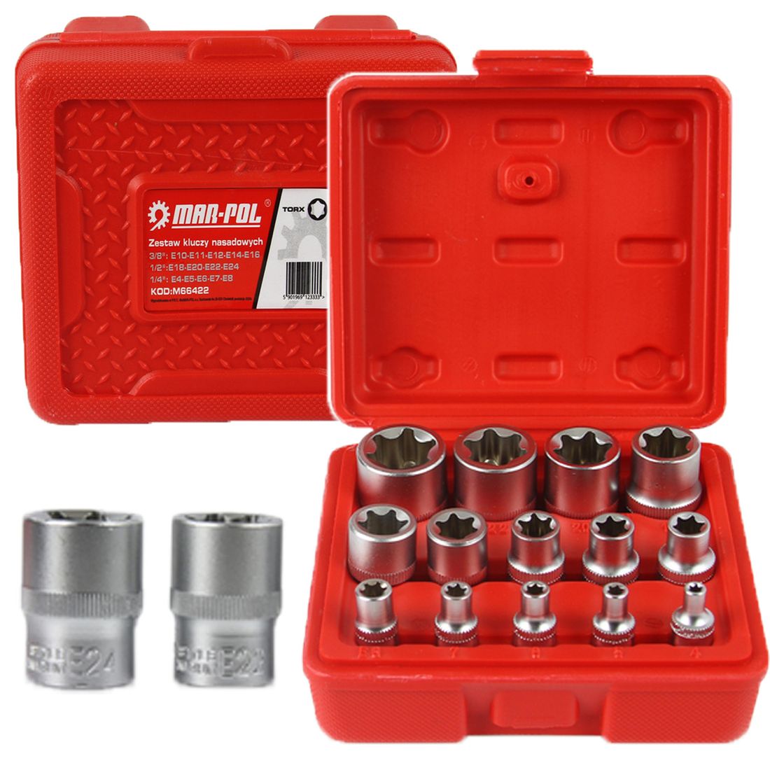 ZESTAW KLUCZ KLUCZY NASADOWYCH TORX 14PCS E4-E24 - ERLI.pl