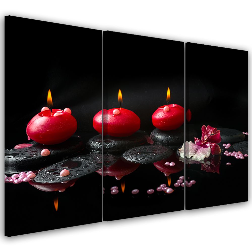 OBRAZ TRYPTYK Kamienie Świece Zen Spa 90x60 - ERLI.pl