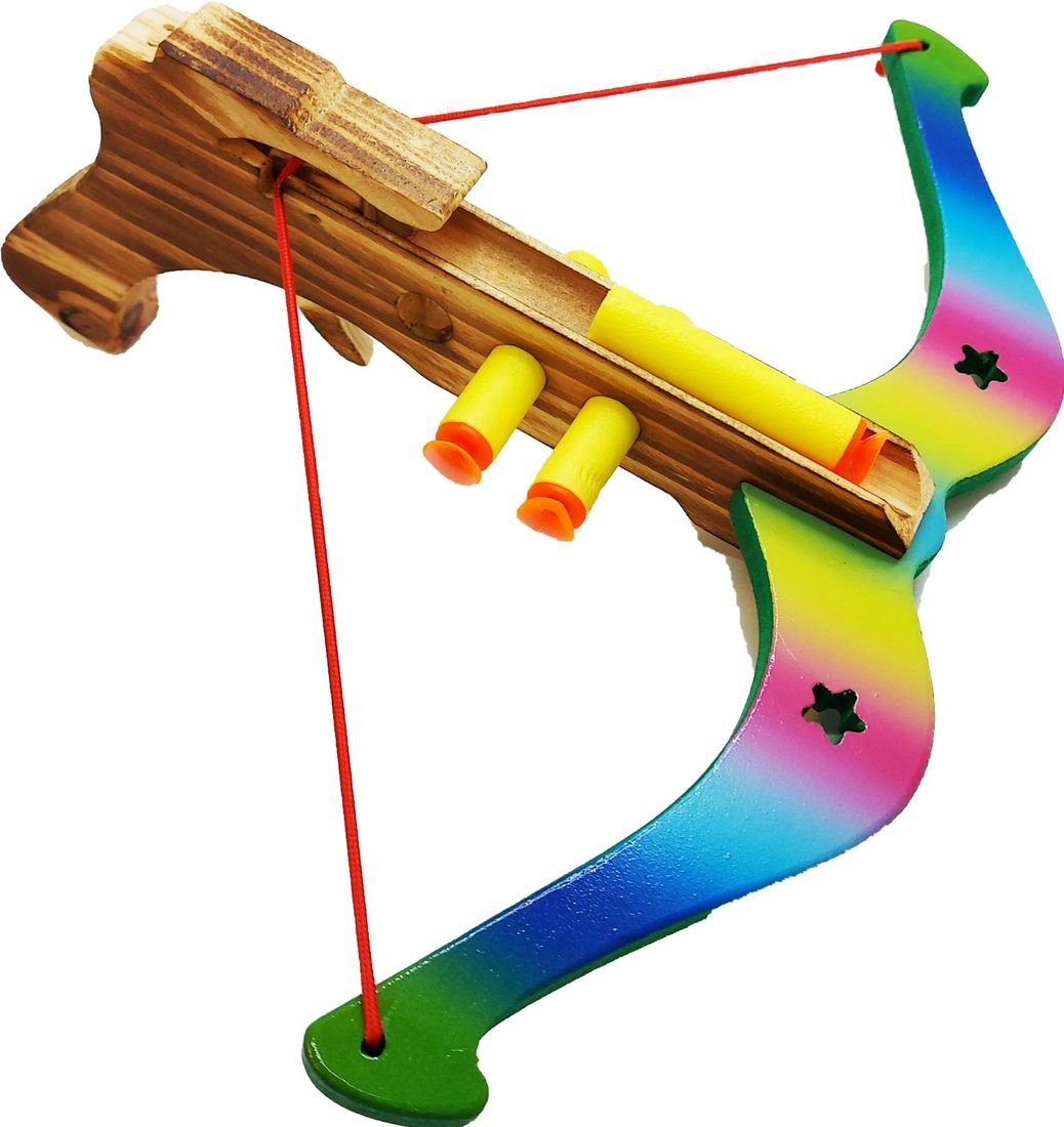 Drewniana kusza z przyssawkami TĘCZOWA – 129257479 - ERLI.pl