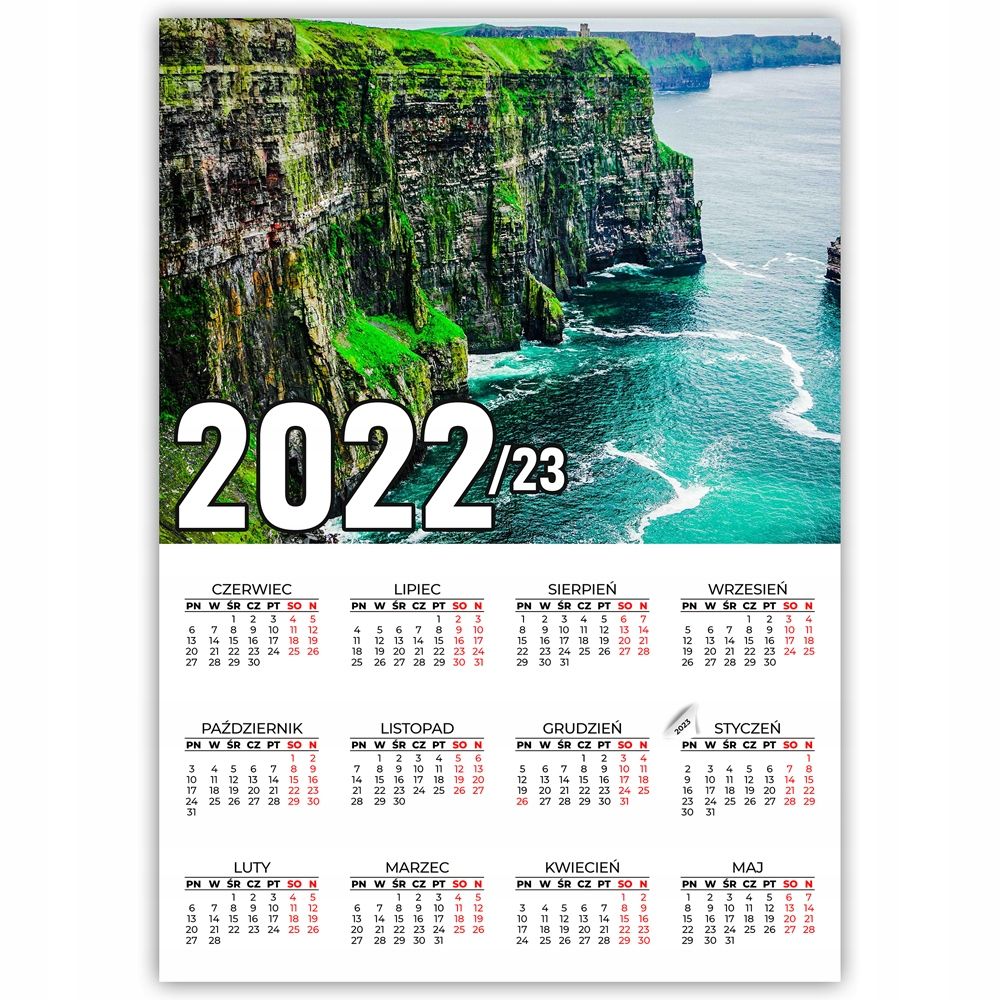 KALENDARZ PLAKAT 2022/23 Duże Wzory Wakacje Morze - ERLI.pl