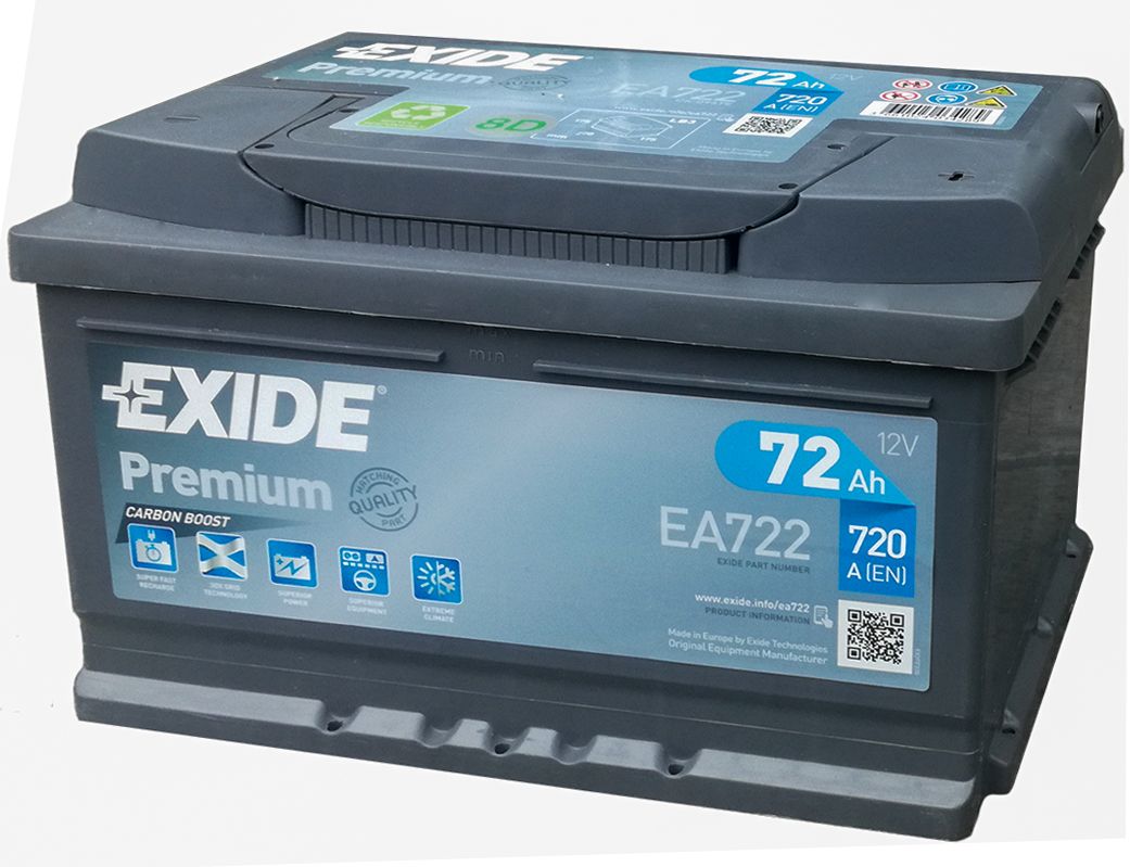 AKUMULATOR EXIDE PREMIUM 72AH 720A EA722 - ERLI.pl