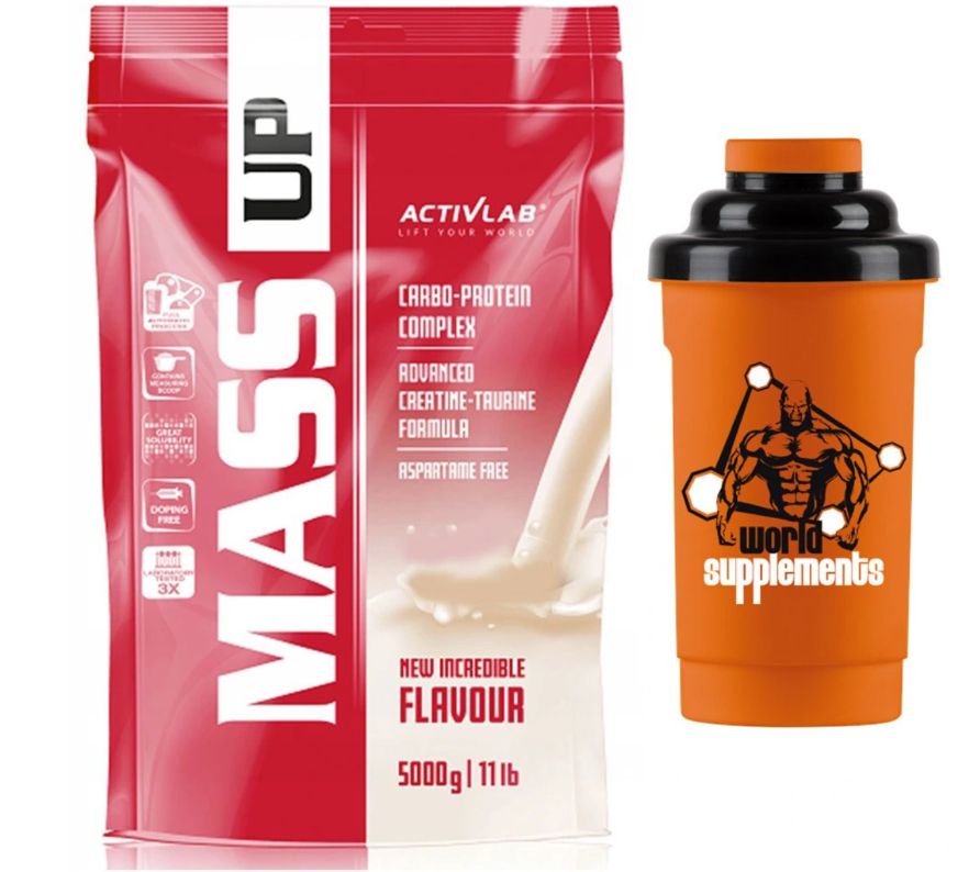 GAINER Activlab MASS UP 5 kg CZEKOLADA XXL +SHAKER – 130255528 - ERLI.pl