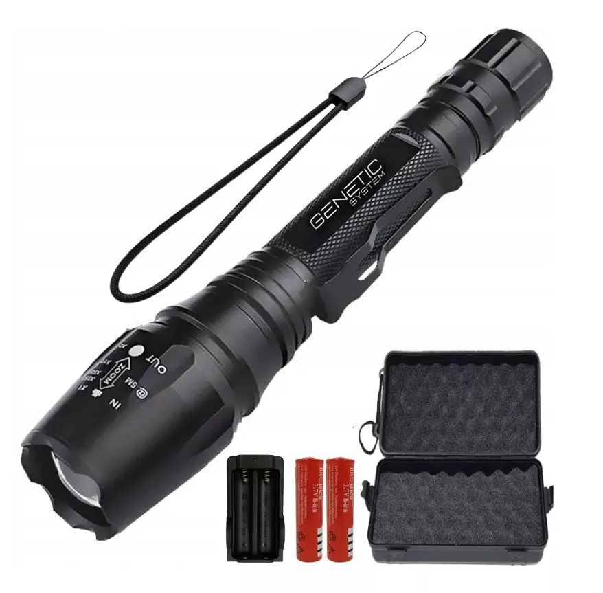 Latarka taktyczna wojskowa wodoodporna LED xml-t6 – 131388341 - ERLI.pl