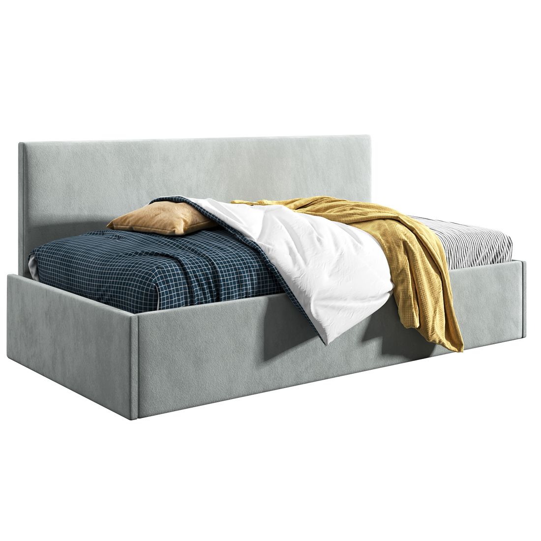 100x200 Łóżko młodzieżowe + POJEMNIK, Tapczan BARI, Welur: Jasny szary ...