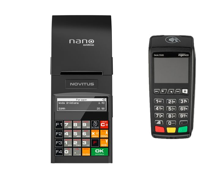 Novitus Nano Online Wi-Fi Kasa fiskalna+terminal Ingenico Desk 3500 - ERLI.pl