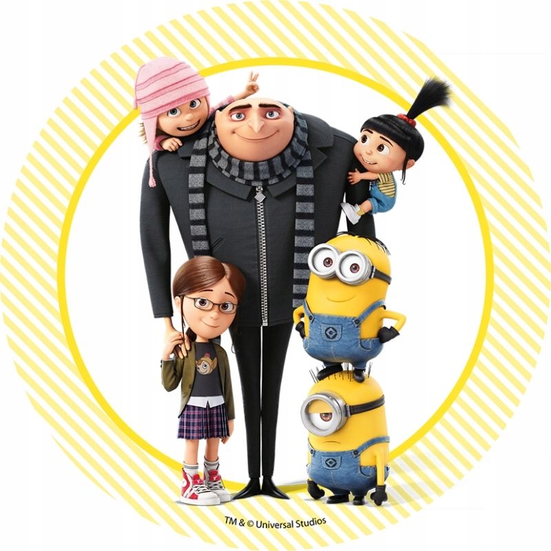 OPŁATEK NA TORT MINIONKI GRUBY OKRĄGŁY 20CM - ERLI.pl