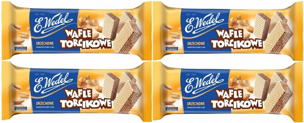 Wafelki torcikowe Wedel orzechowy 160g x 4 - ERLI.pl