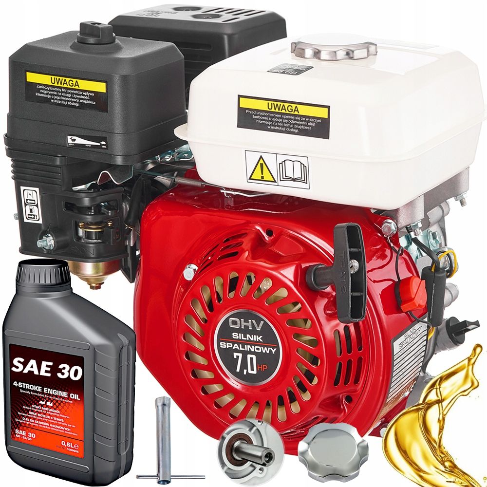 SILNIK SPALINOWY GX160 OHV 7KM 19MM + OLEJ – 131801755 - ERLI.pl