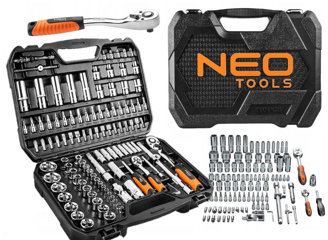 KLUCZE NASADOWE ZESTAW WALIZKA NEO TOOLS 110 el - ERLI.pl