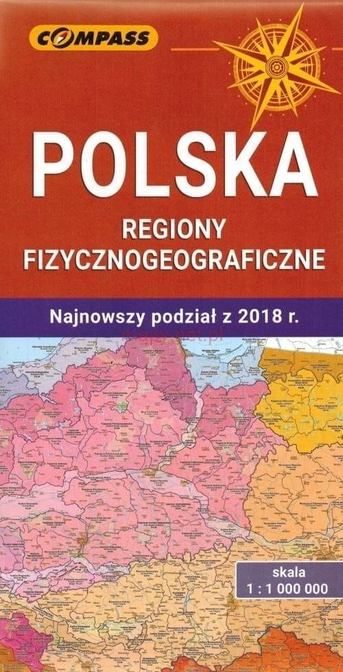 Mapa - Polska regiony fizycznogeograficzne - ERLI.pl