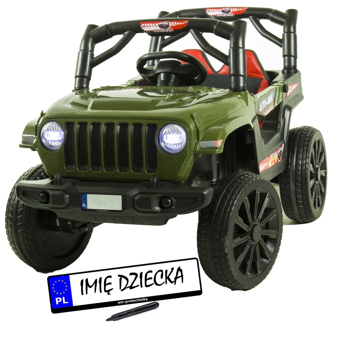 Auto na akumulator dla dzieci +EVA+Skóra+LEDy - ERLI.pl