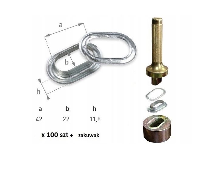 Oczka 100 szt do plandeki 42X22 + zakuwak - ERLI.pl