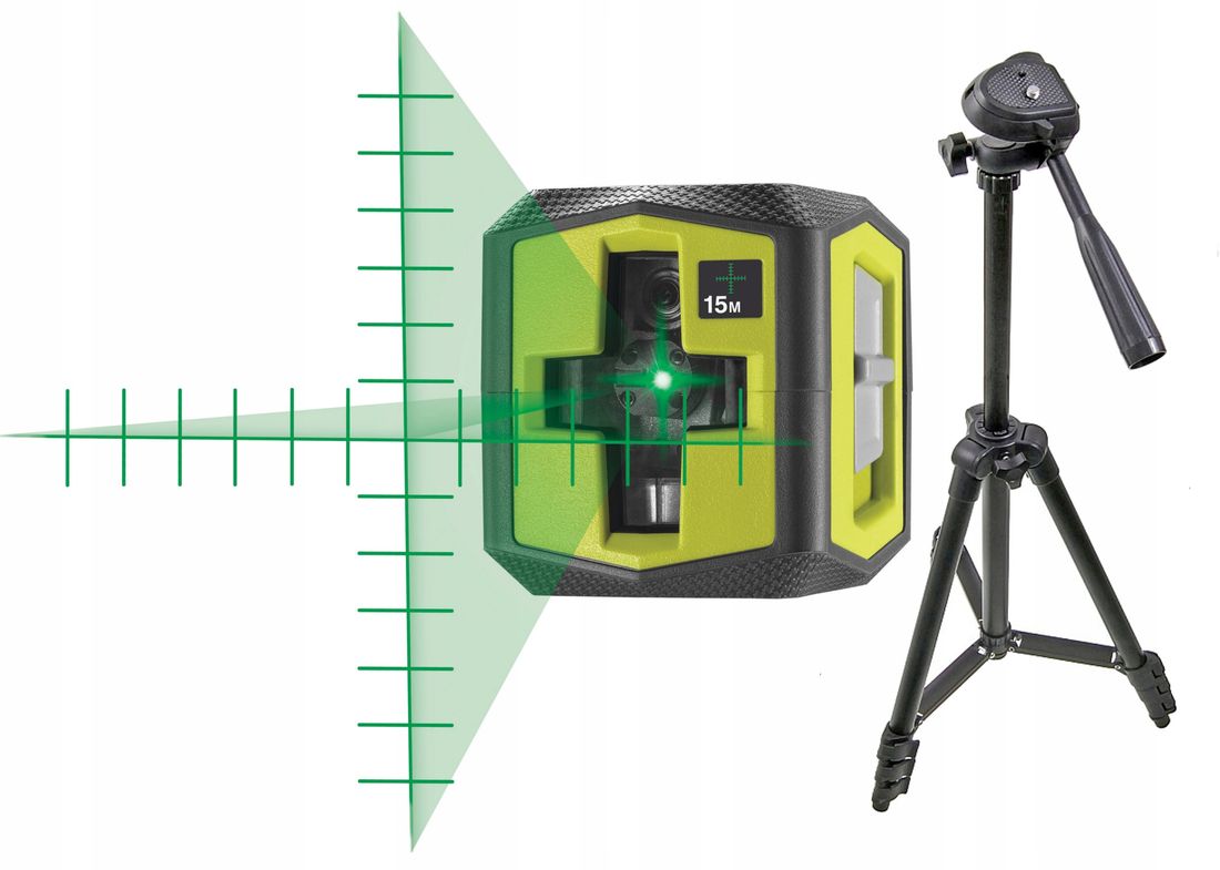 RYOBI LASER KRZYŻOWY POZIOMICA ZIELONY 10m +STATYW – 132574244 - ERLI.pl