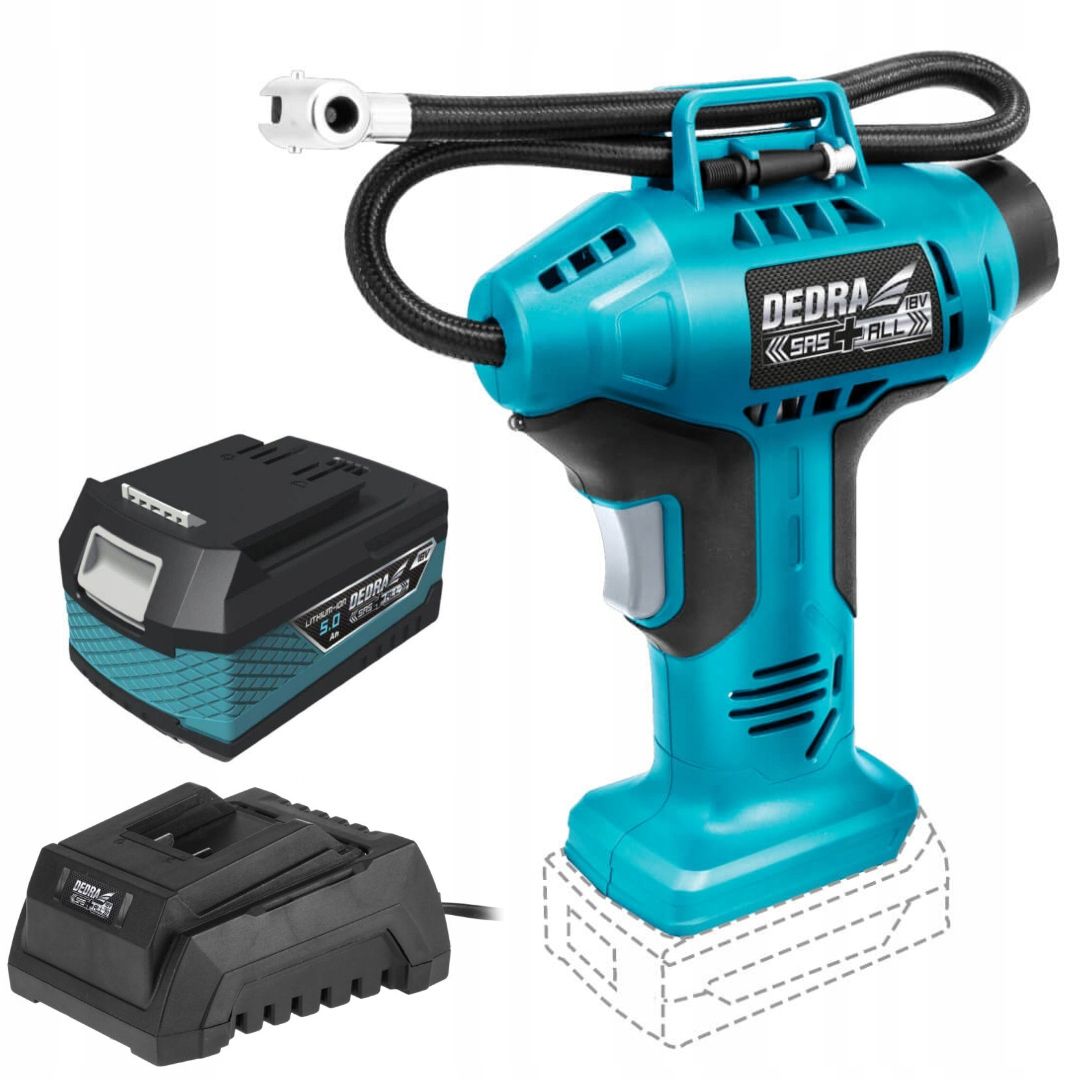 DEDRA KOMPRESOR AKUMULATOROWY PISTOLETOWY 18V +5Ah - ERLI.pl